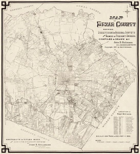 Map of Bexar County Showing Subdivisions of Original