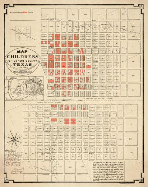 Map of Childress, Childress County, Texas on the Line of