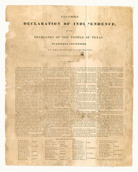Texas Declaration of Independence, March 2, 1836
