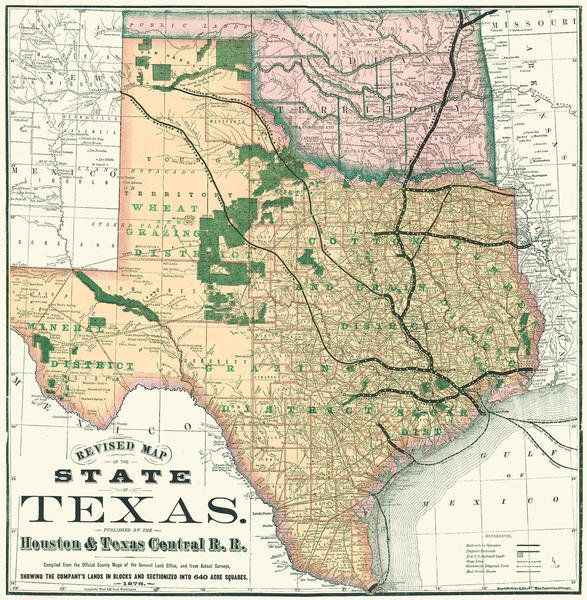 Revised Map of the State of Texas, 1876