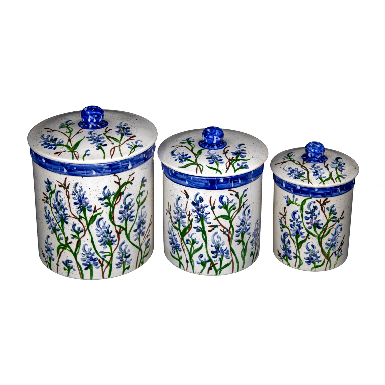 Bluebonnet Hand-Painted Ceramic Canister - Medium