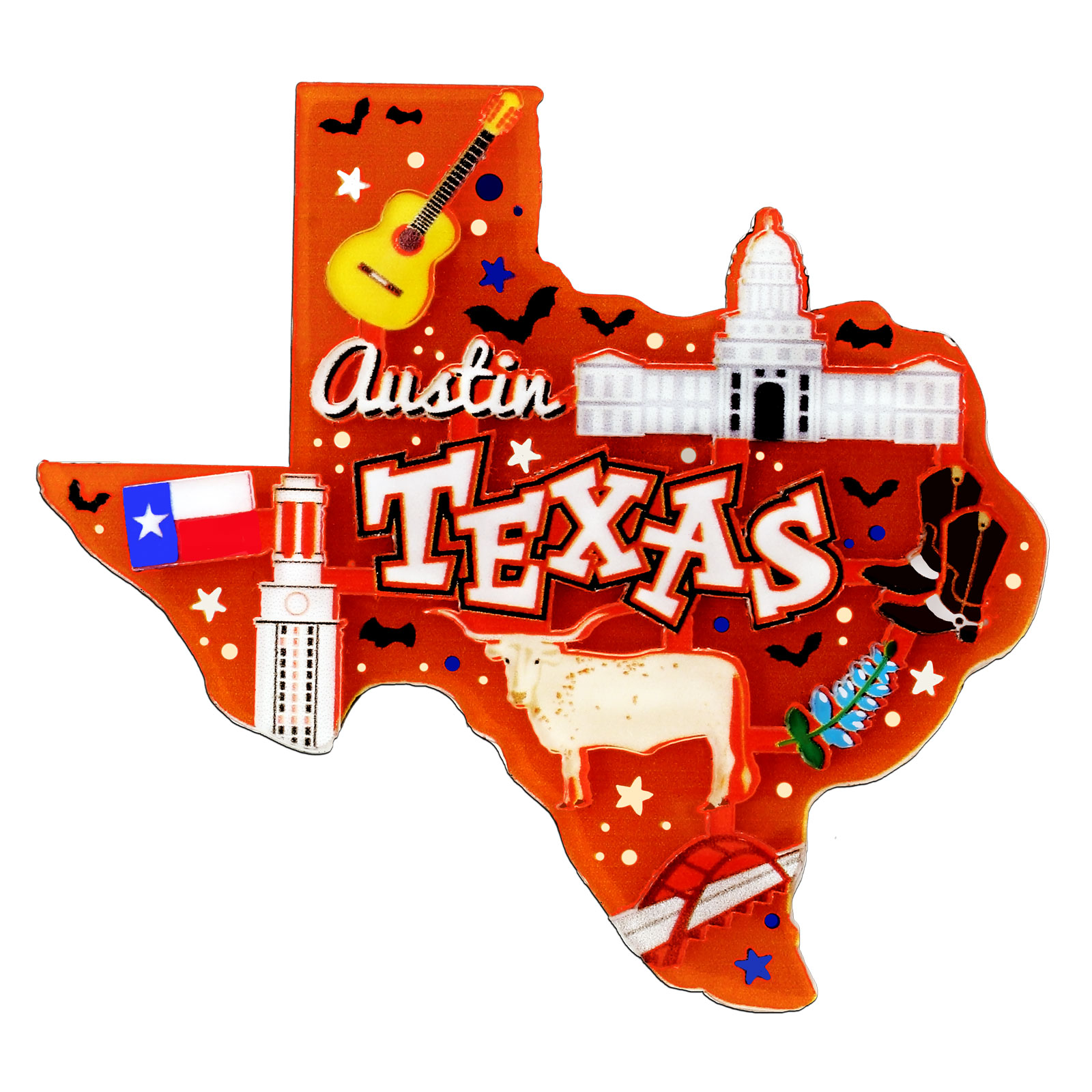 Austin, Texas Orange Magnet